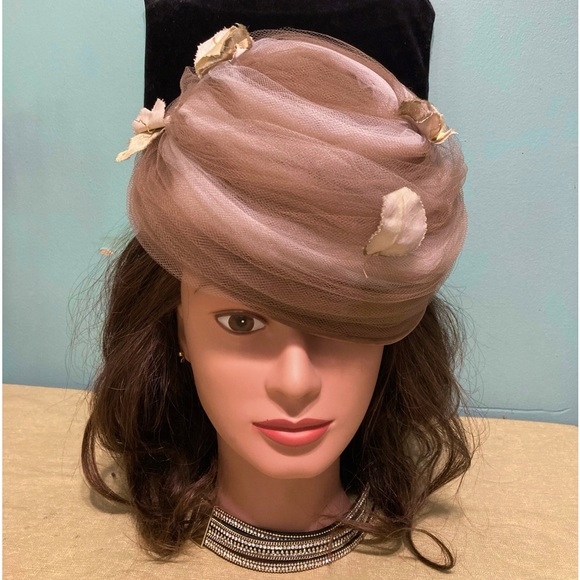 Vintage | Accessories | Vintage Roni Swirl Tulle Net Ladies Hat Brown ...